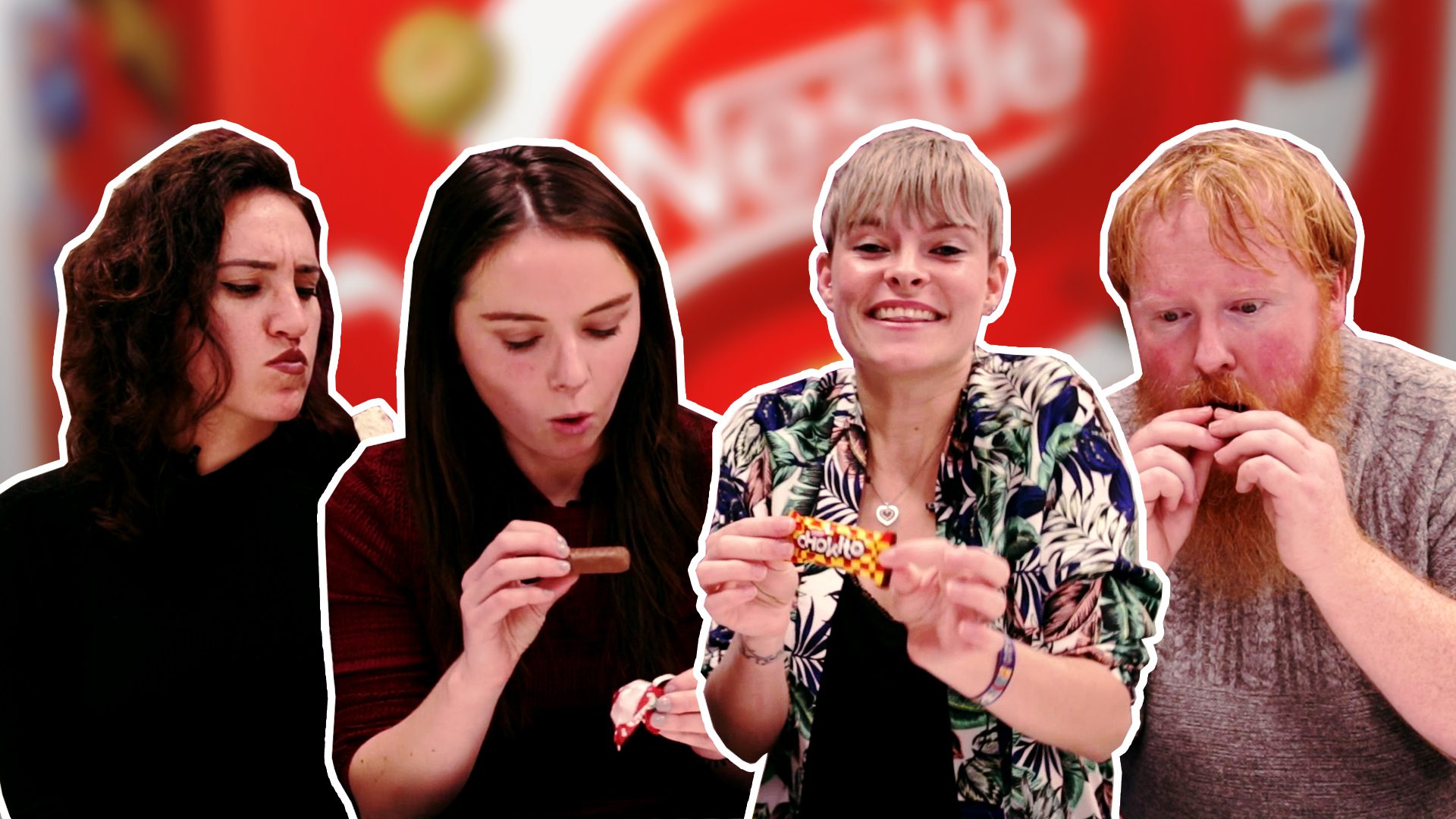 Gringos provando chocolates (bombons Nestlé) - edublin